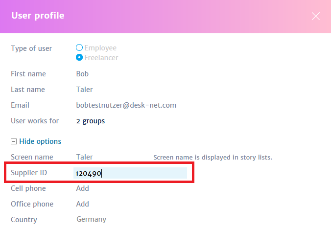 Supplier-ID and External User ID – Kordiam Support